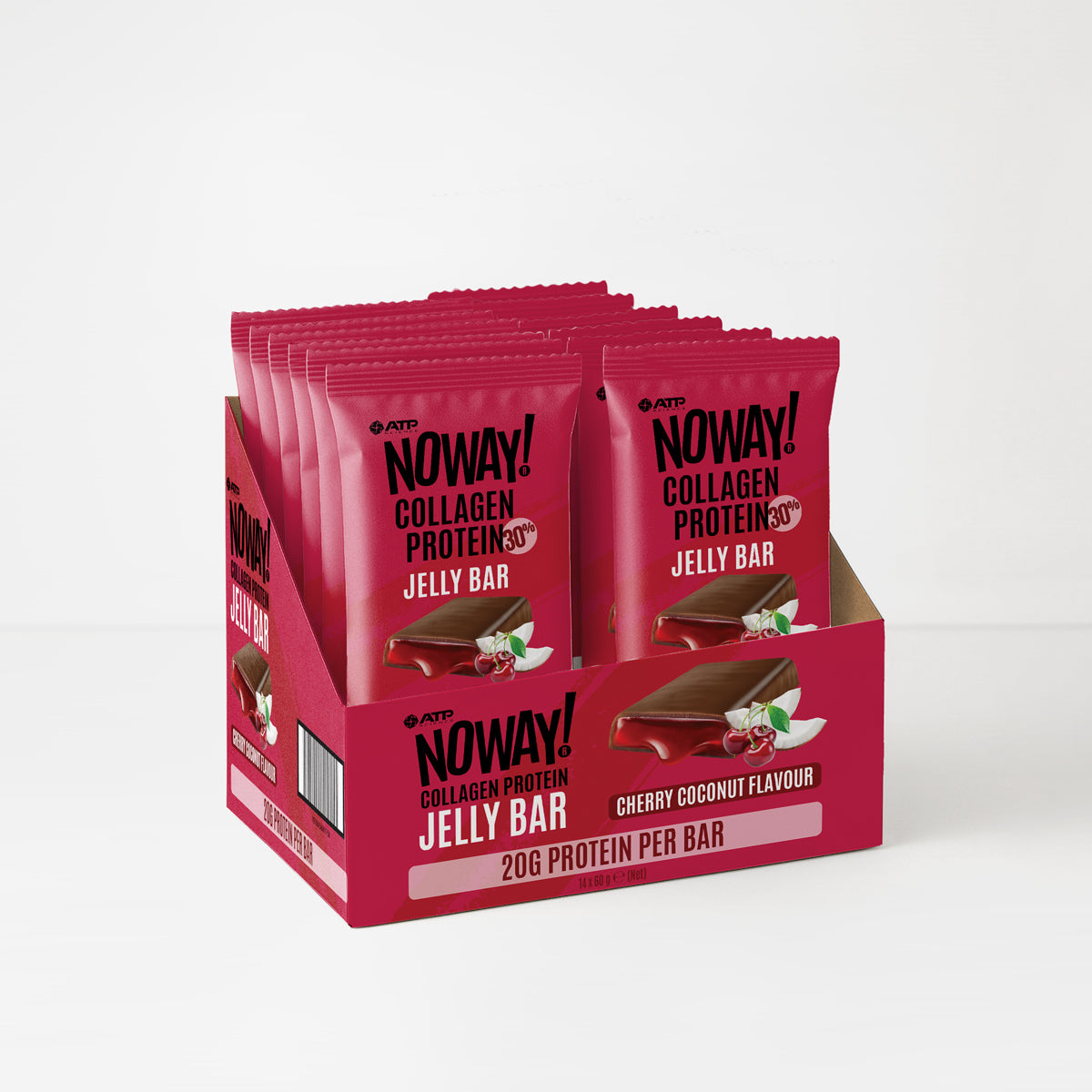NOWAY!® Collagen Protein Jelly Bar Cherry Coconut | Box of 14 | ATP Science